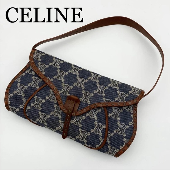 Celine | Bags | Celine Blue And Brown Shoulder Bag | Poshmark